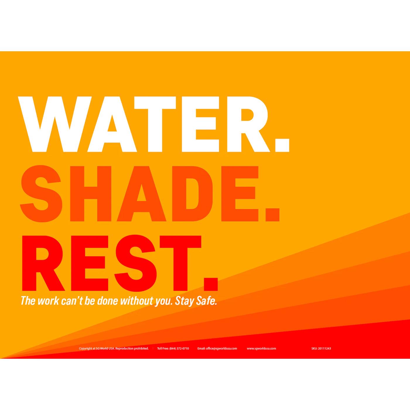 Safety Products Inc - Water. Shade. Rest. Heat Stress Signs
