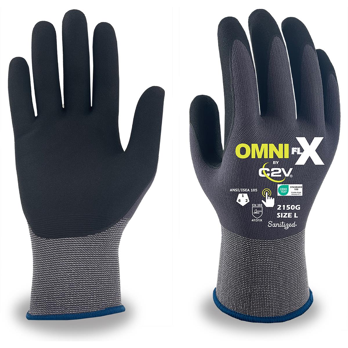 Safety Products Inc - Omni FLX 2150G, Black Micro Foam Palm Coated, 15 Gauge, Cut Level A1