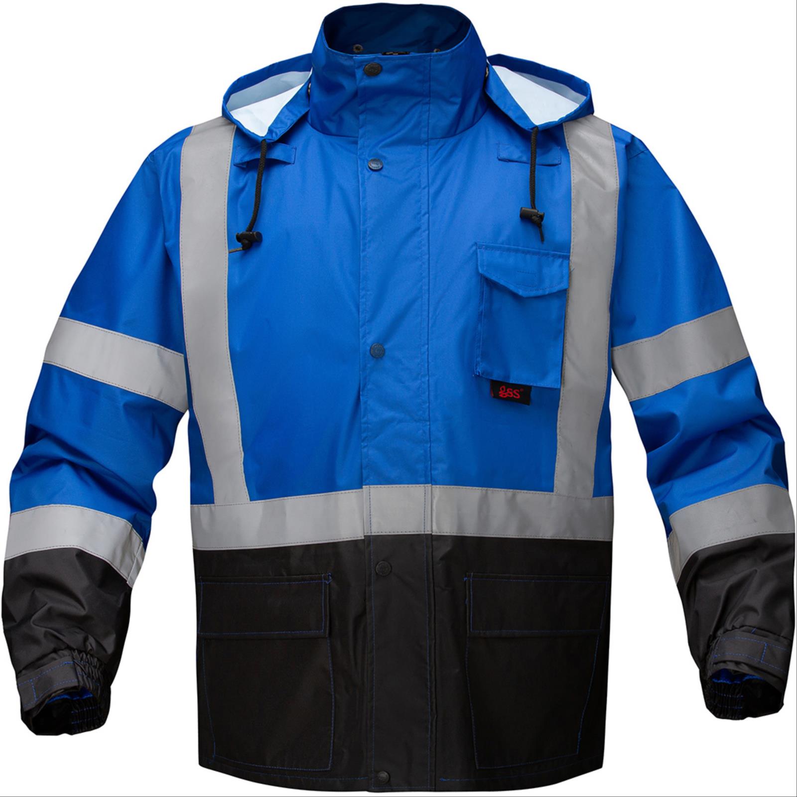 Safety Products Inc - Multi Color Premium Hooded Rain Coat Black Bottom