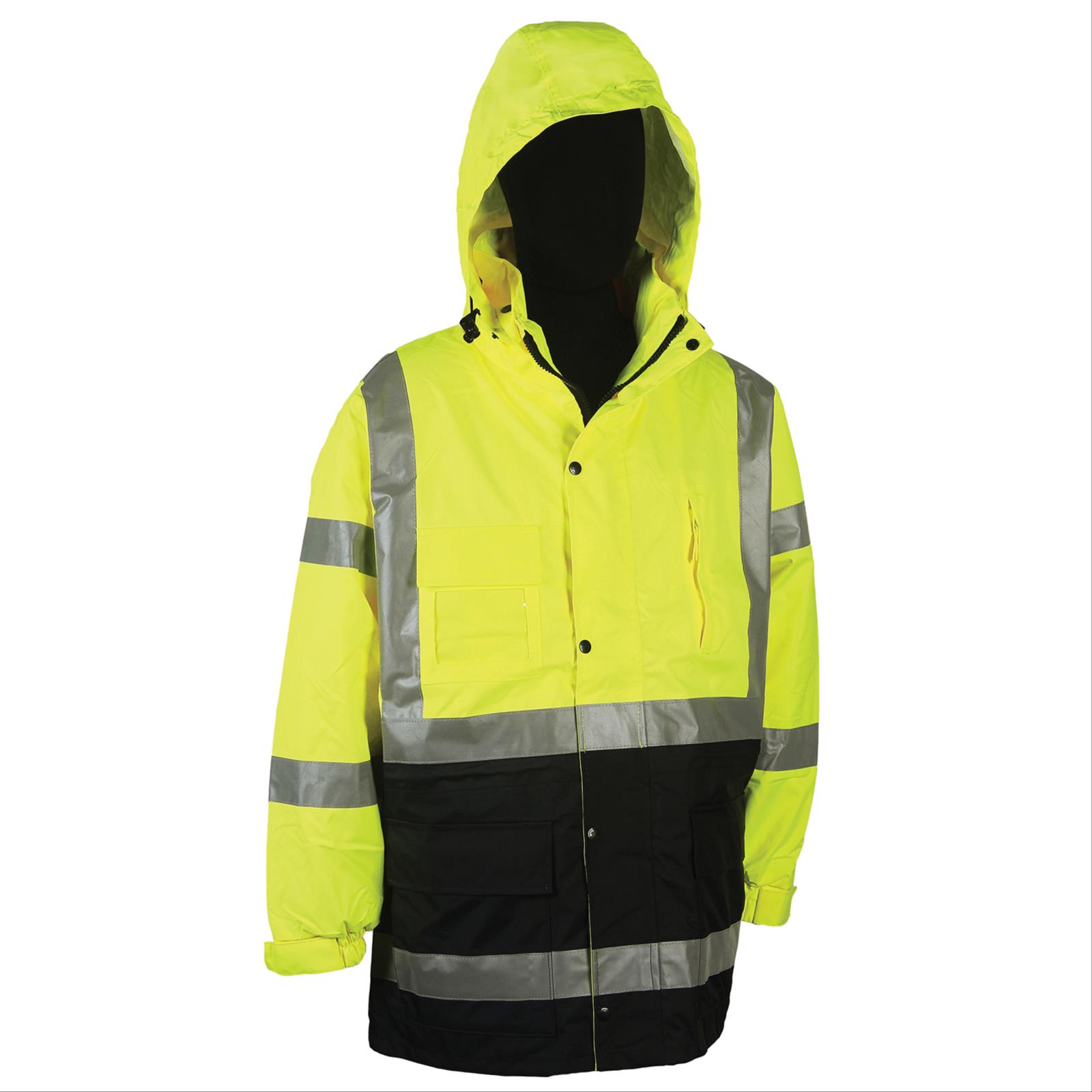 Safety Products Inc - Waterproof Rain Parka with Black Bottom, Class 3 ...