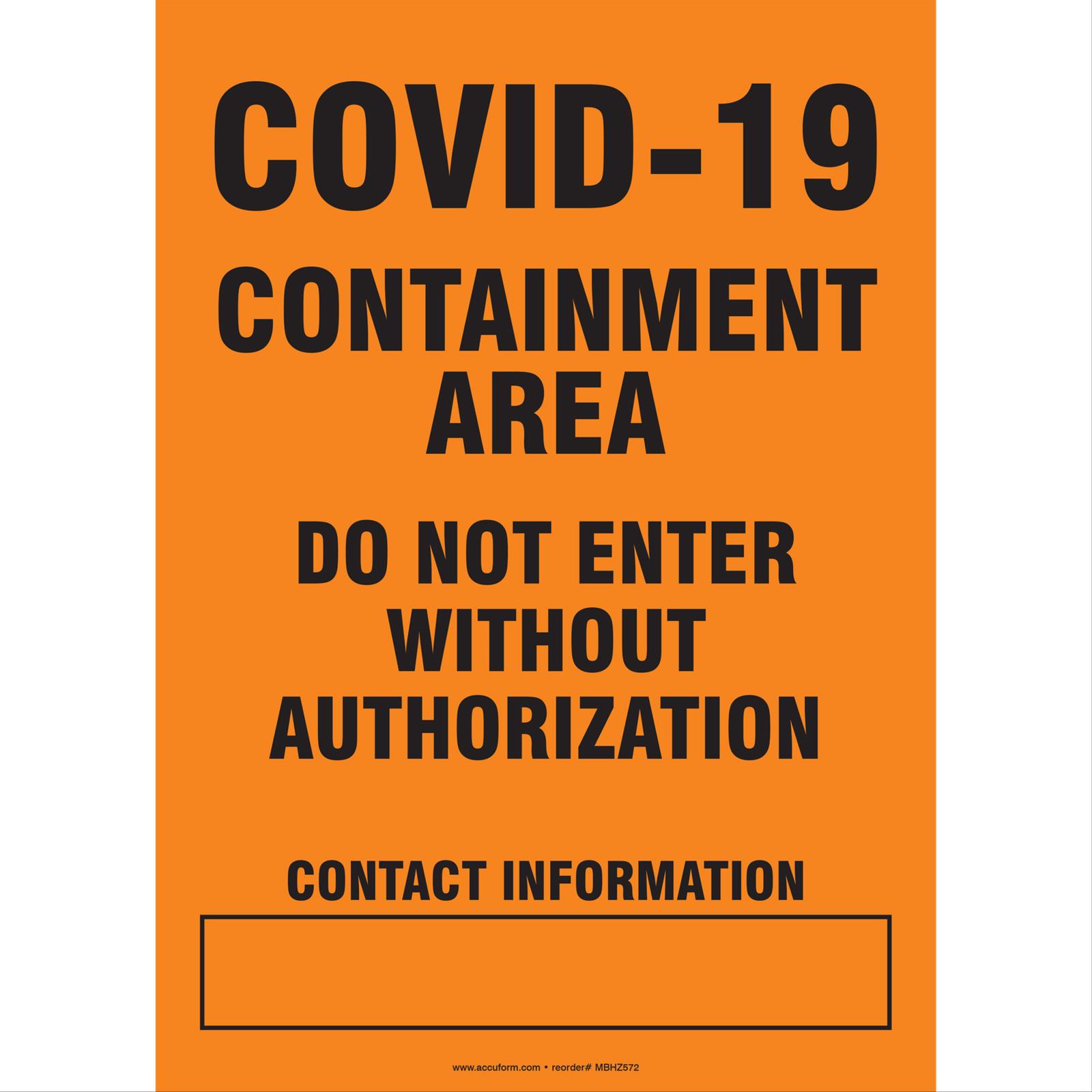Safety Products Inc - COVID-19 Containment Area Do Not Enter Signs