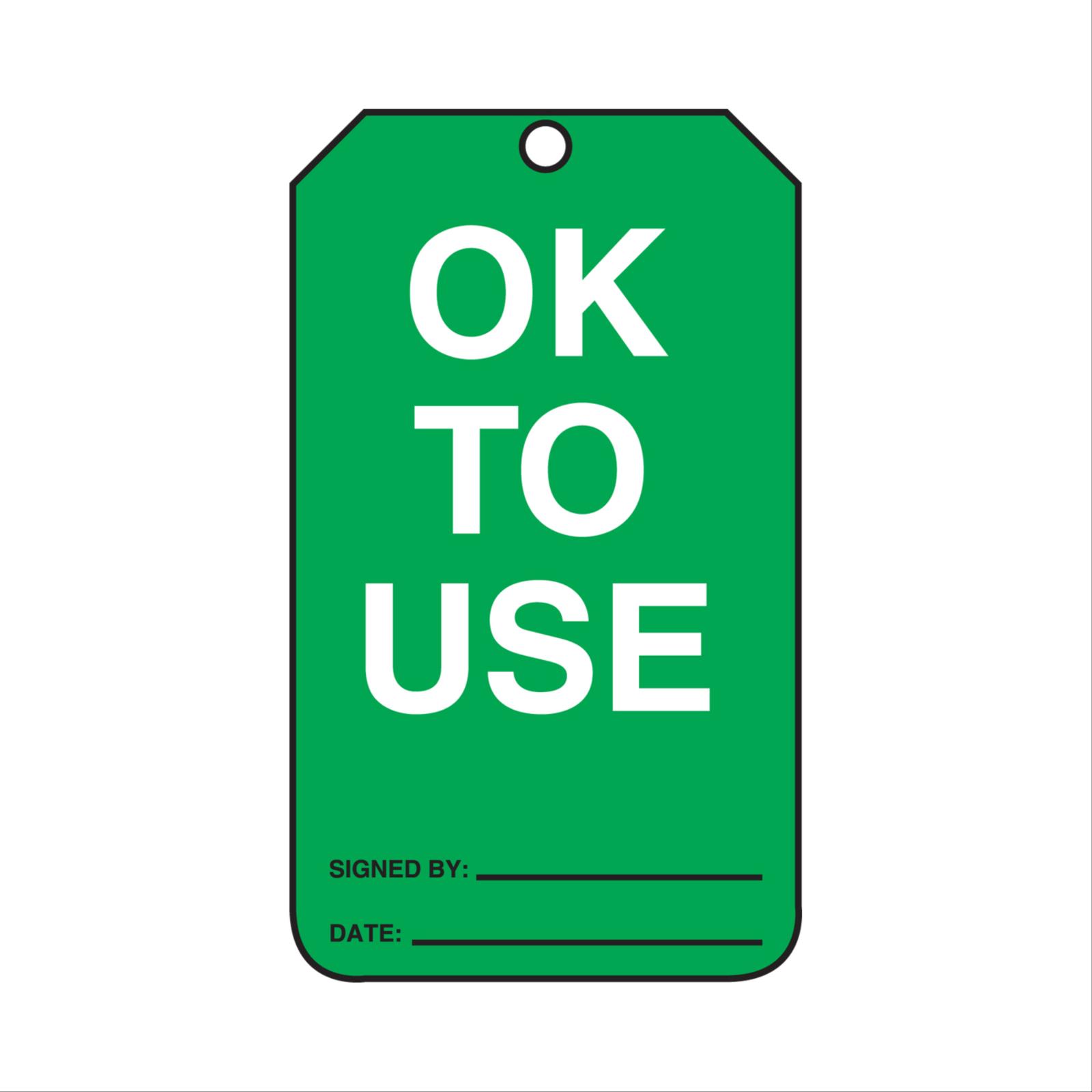 Safety Products Inc - Equipment Status Safety Tag: OK To Use