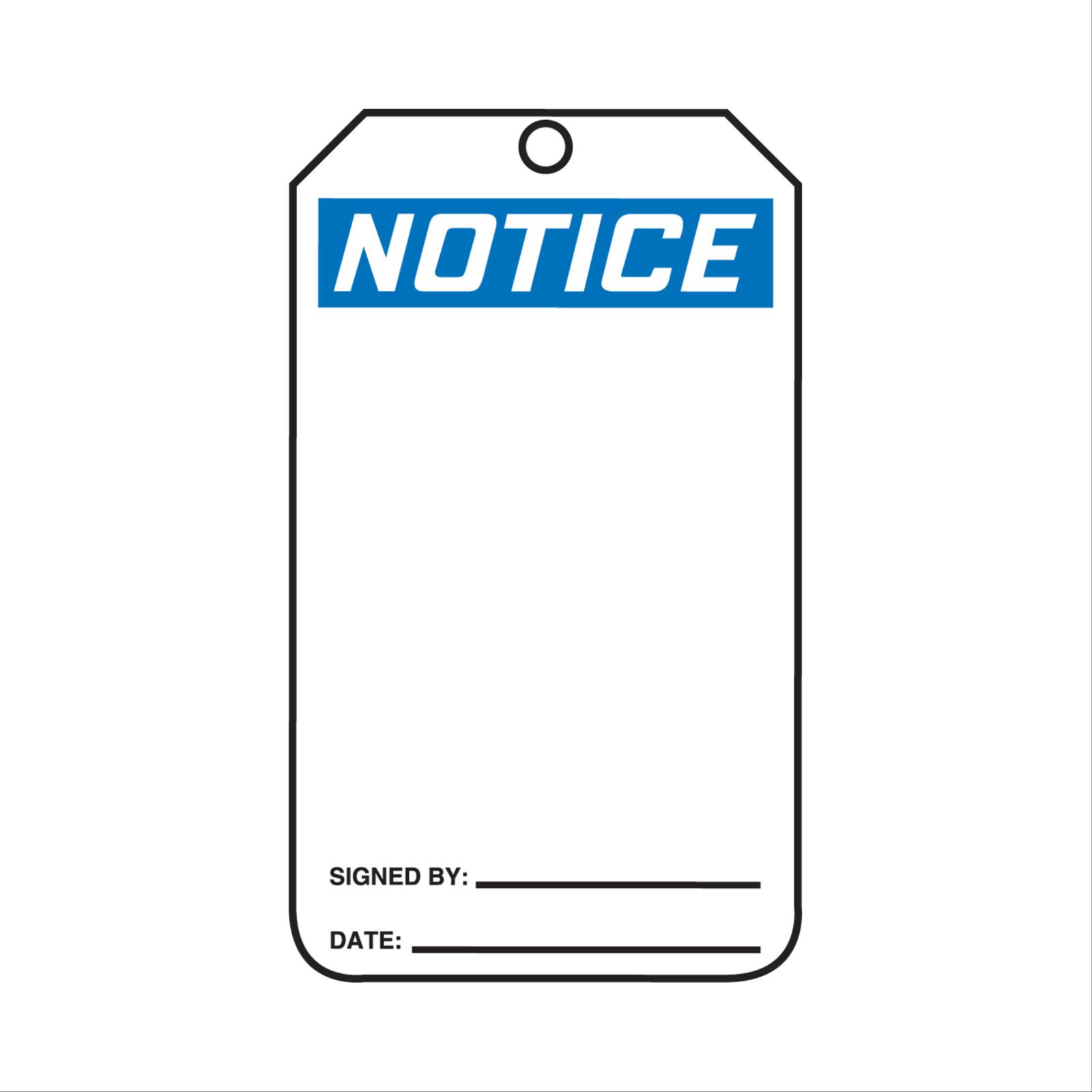 Safety Products Inc - OSHA Notice Safety Tag: Blank