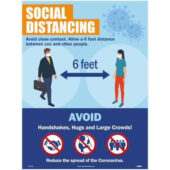 Safety Products Inc - COVID-19 Social Distancing Avoid Close Contact ...