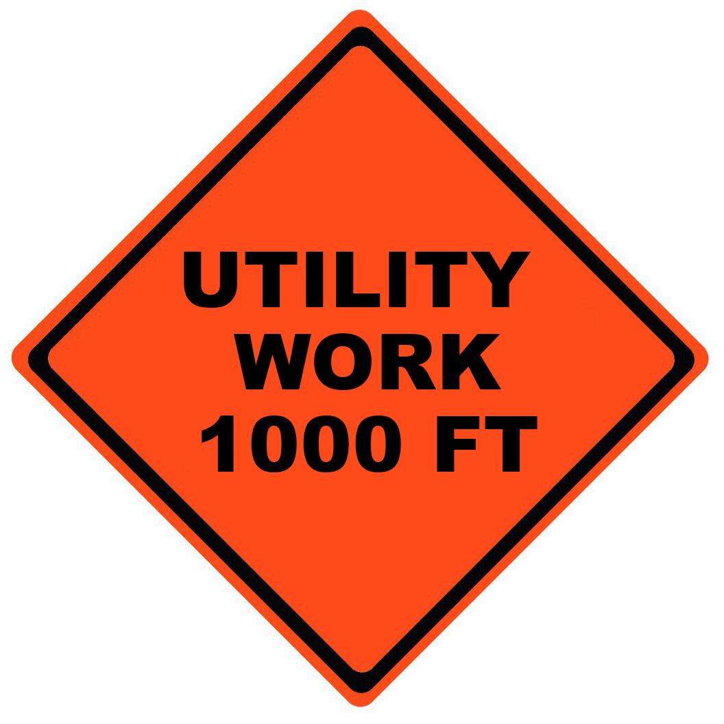 Safety Products Inc - Utility Work 1000 FT Roll Up Work Zone Signs