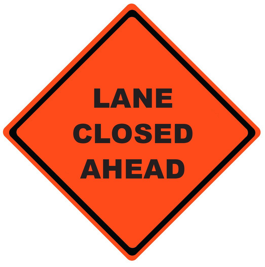 Safety Products Inc - Lane Closed Ahead Roll Up Work Zone Signs