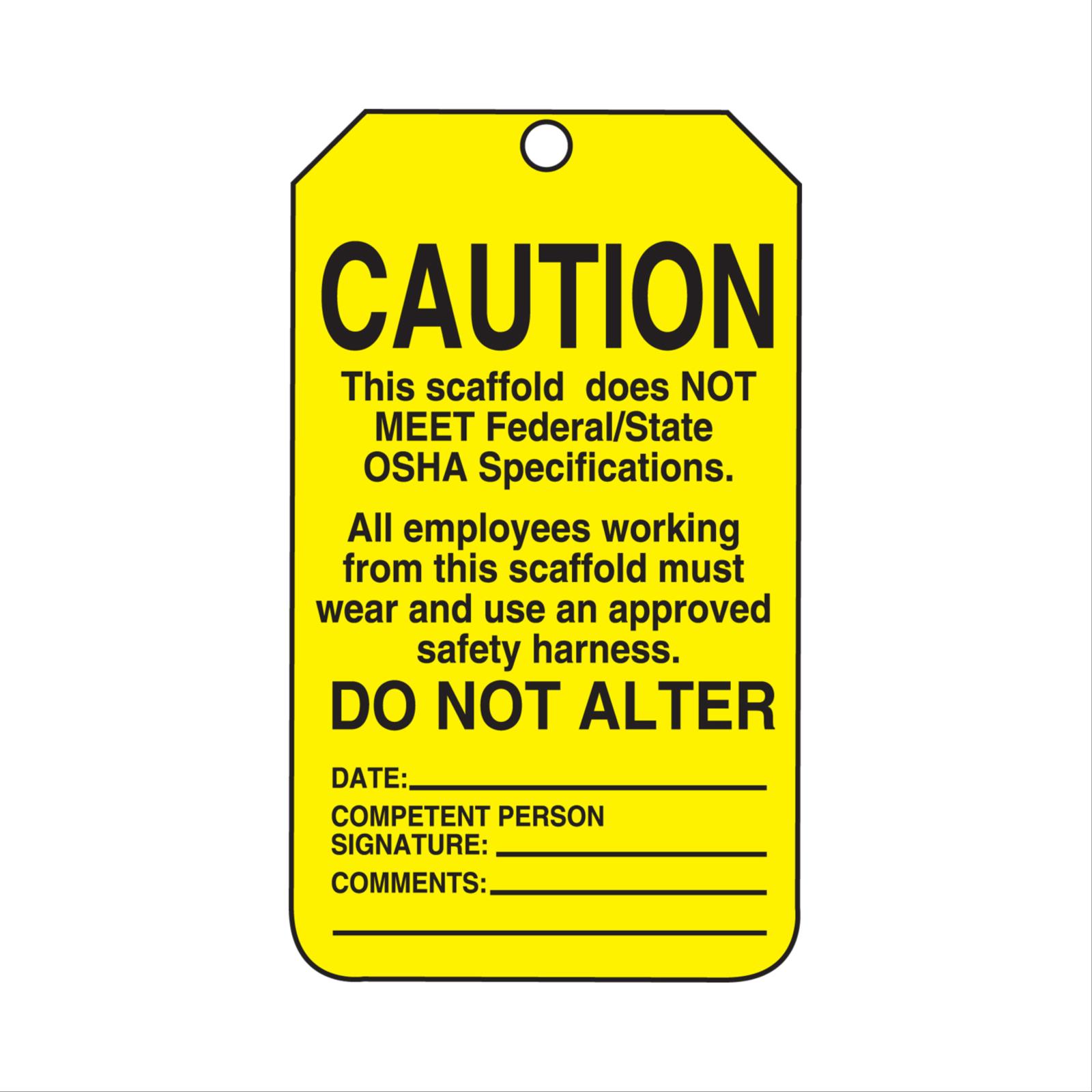 Safety Products Inc - Caution Safety Tag, This Scaffold Does Not Meet