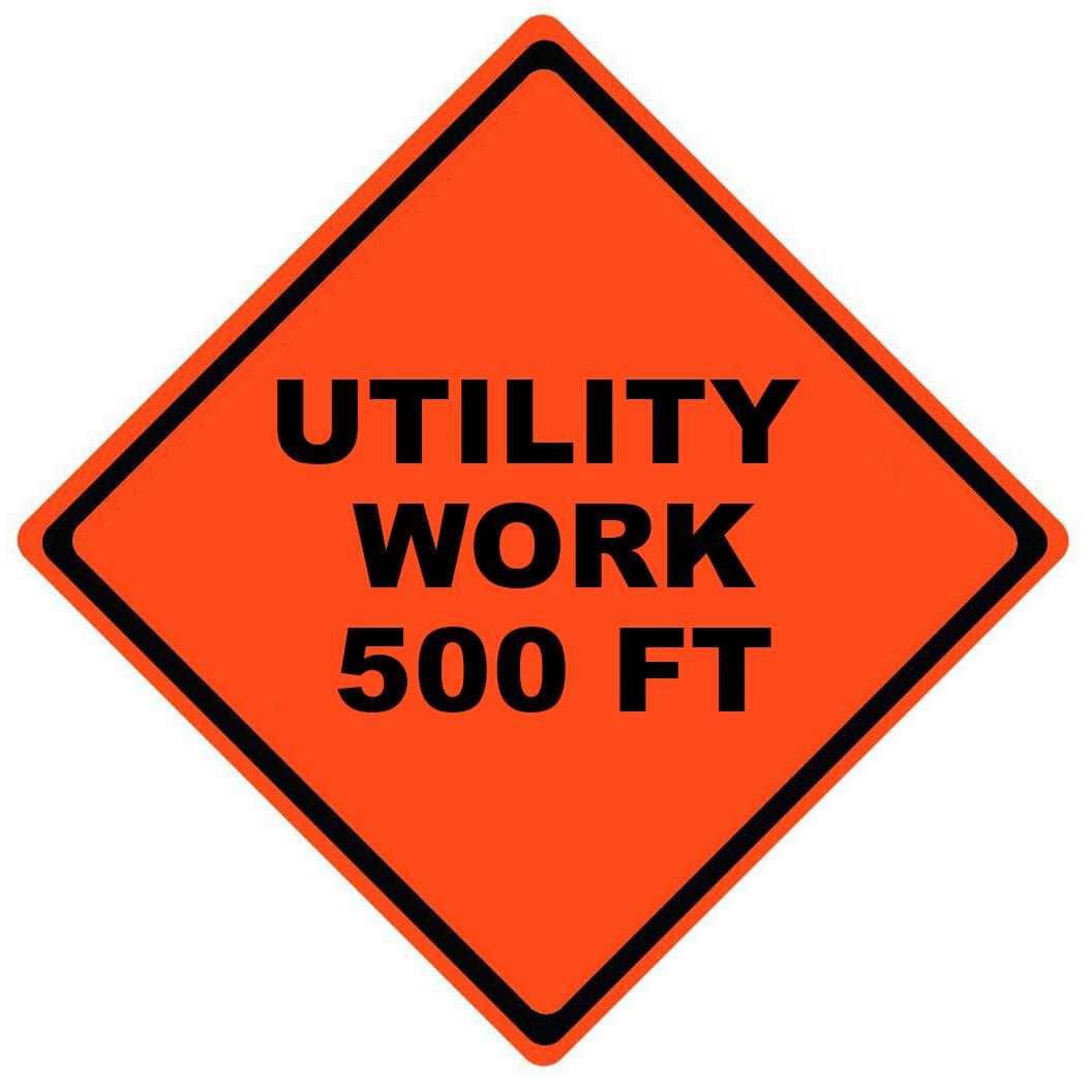 Safety Products Inc - Utility Work 500 FT Roll Up Work Zone Signs